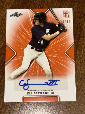 ELI SERRANO 2021 LEAF PERFECT GAME ORANGE AUTOGRAPH #24/30 NC STATE, NY ...