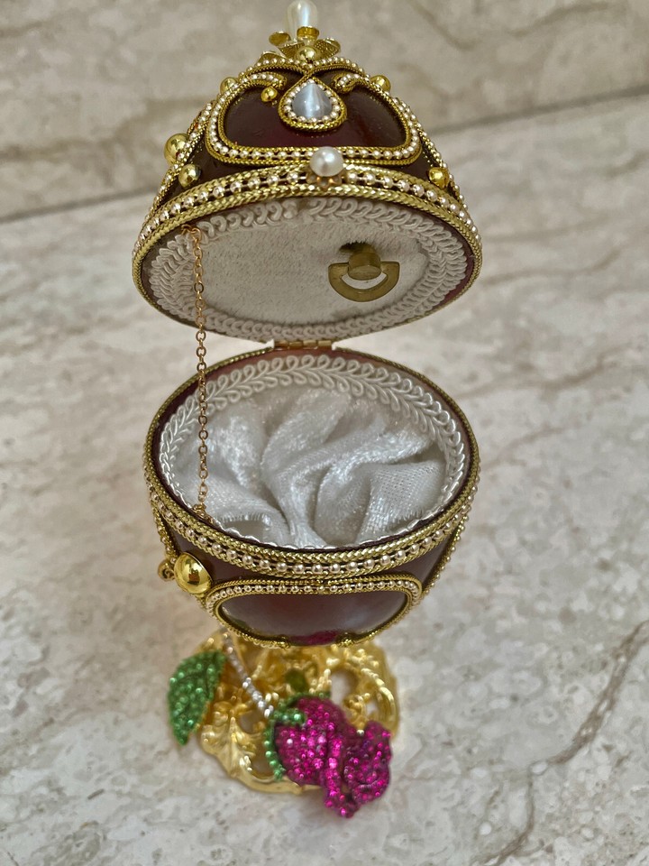 One of a kind Amethyst Faberge Egg Music Box Handcarve Egg Gold Decor ...