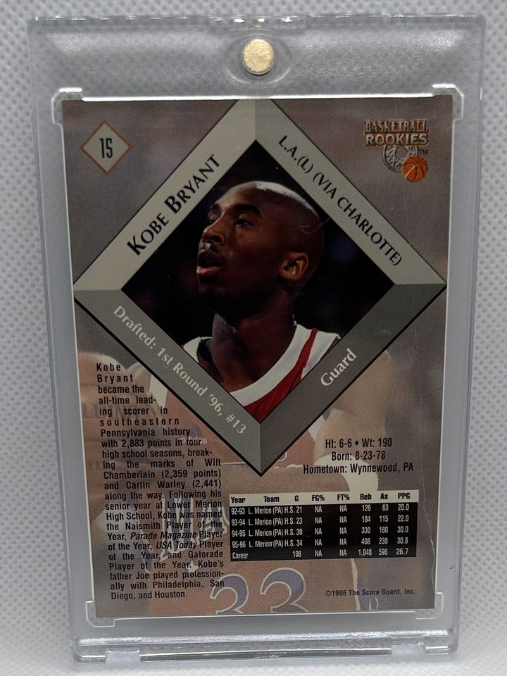 1996 Score Board Basketball Rookies - #15 Kobe Bryant (RC) Rookie Card ...