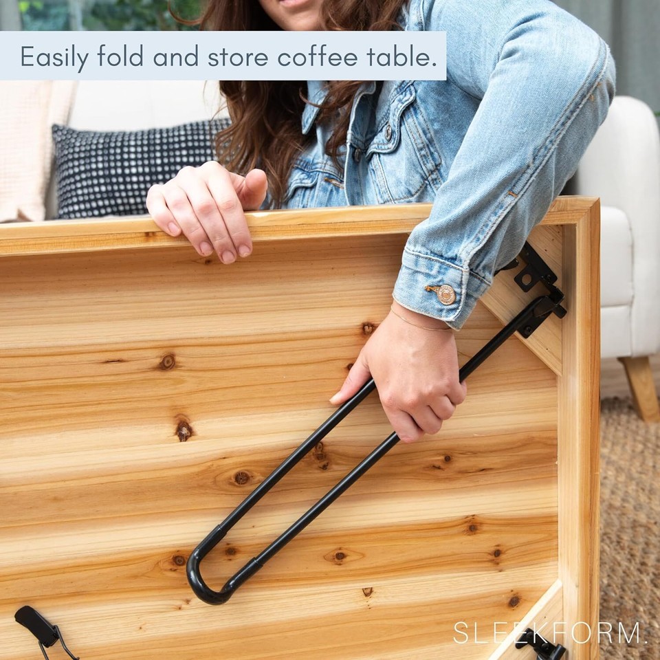 Sleekform Folding Wooden Coffee Table - Collapsible 20x40 Light Wood ...