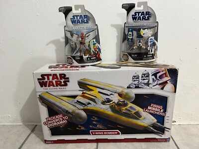 STAR WARS Y-WING BOMBER HASBRO 2009 SEALED WITH 2 ADDITIONAL RARE ...