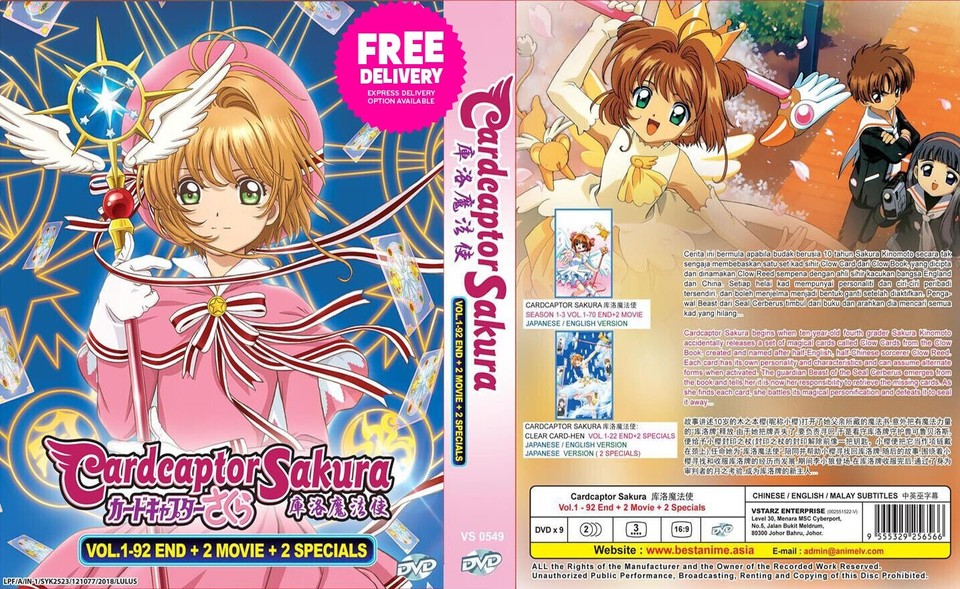 DVD Anime Cardcaptor Sakura Season 1-4 Vol. 1-92 End + Movies ...