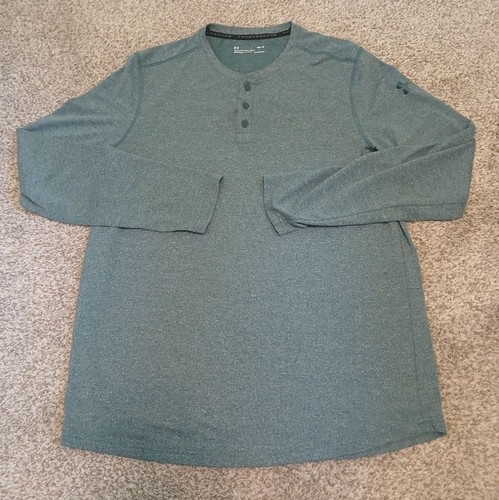 Under Armour Threadborne Green Henley Long Sleeve Shirt Men's Size ...