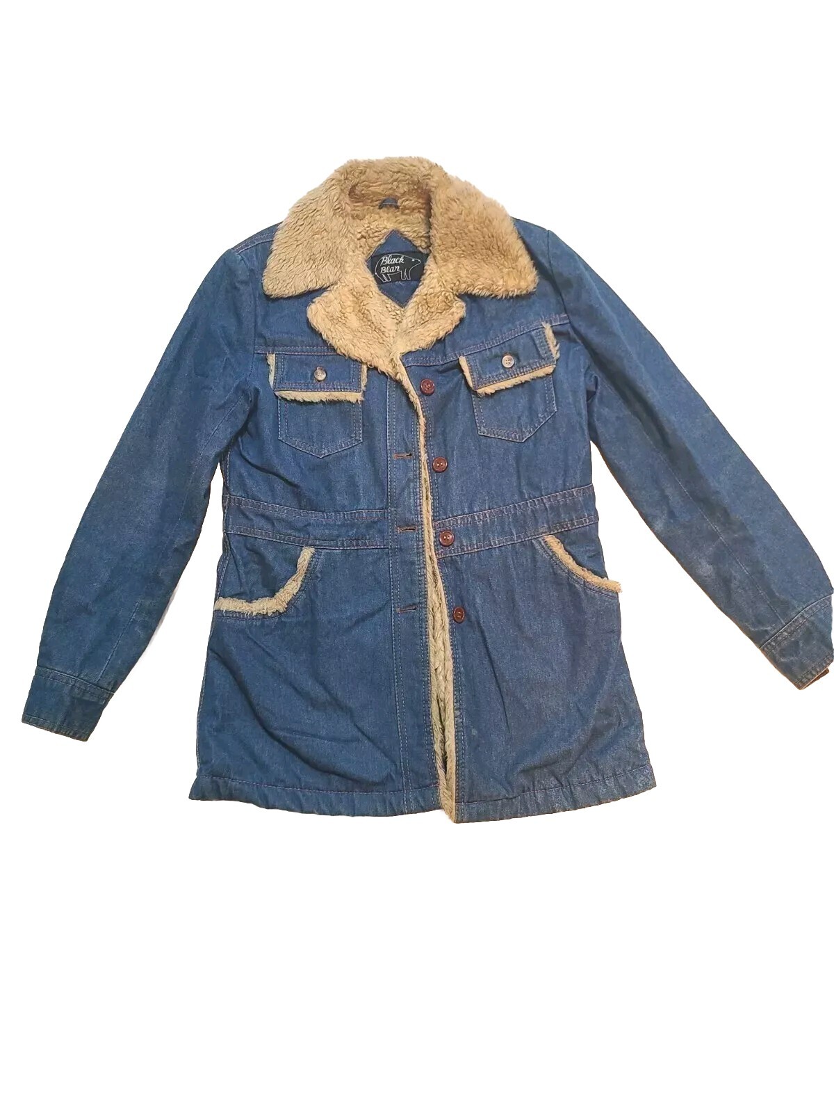 Vintage Black Bear Brand Denim Jacket With Nylon Taff… - Gem