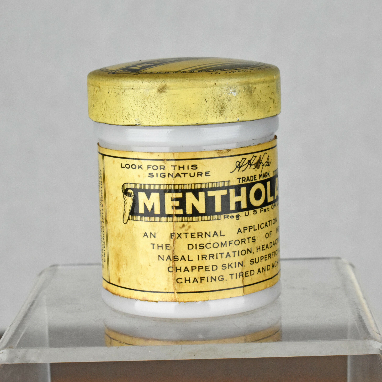 Vintage Mentholatum White Milk Glass Apothecary Jar with Metal Lid and ...