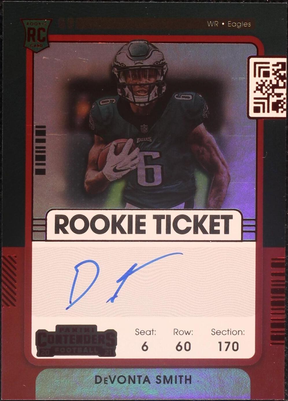 2021 Panini Contenders - Rookie Ticket RPS Devonta Smith #107 Red Zone ...