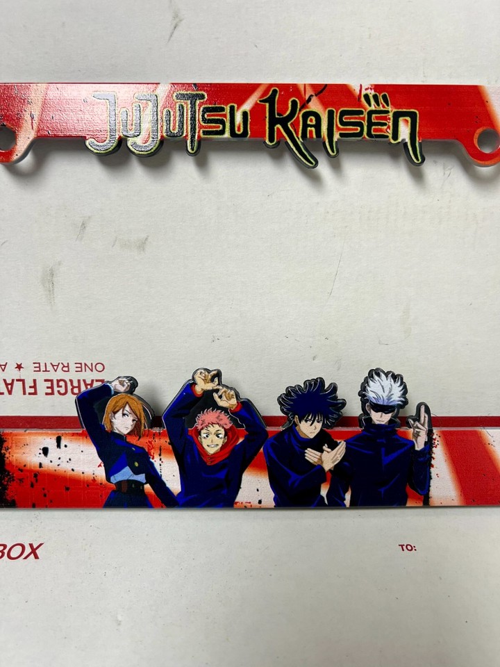 Jujutsu Kaisen License Plate Frame featuring Yuji, Megumi, Gojo, and ...