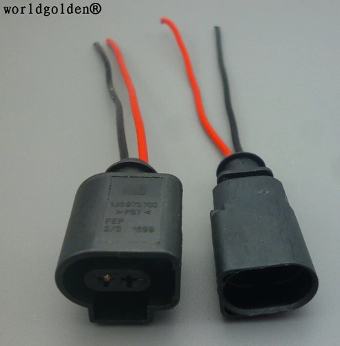 2 Pin Male & Female Connector Sensor Plug Kit for VW & AUDI 1J0973802 ...