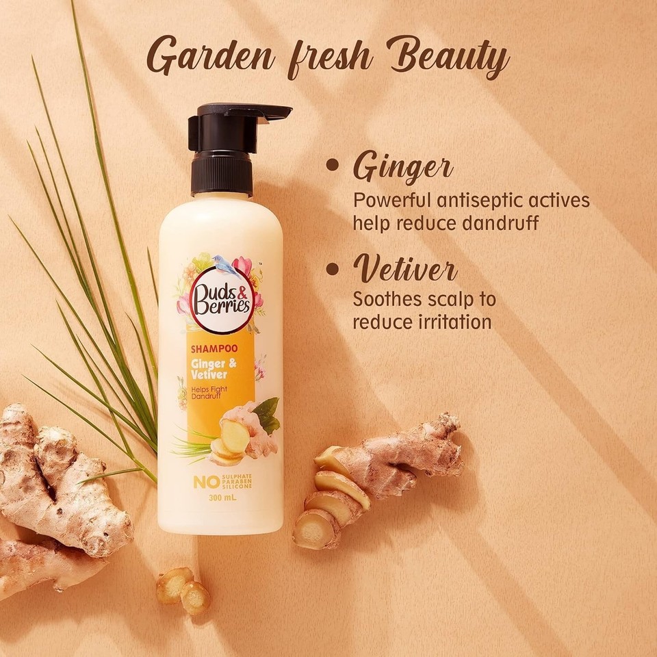 Buds & Berries Ginger & Vetiver Anti Dandruff Shampoo (300ml) | eBay