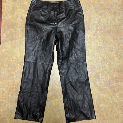 Apostrophe Black Leather Pants Straight Leg Biker Womens Size 10 | eBay
