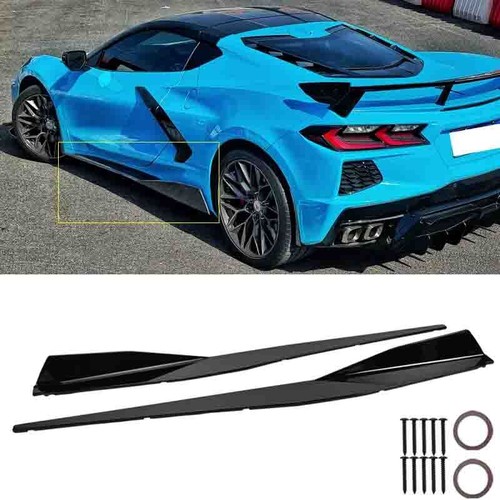 Gloss Black For Corvette C8 2020-2025 Side Skirts Extension Lip Rocker ...