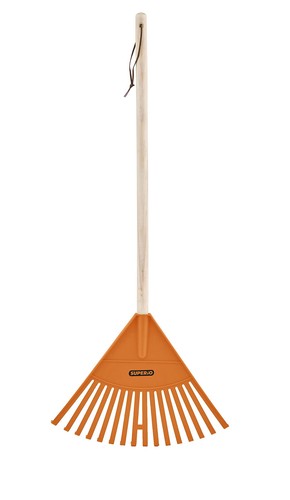 Orange Size Rake, Rake for Lawn with Hardwood Handle, Durable Plastic ...