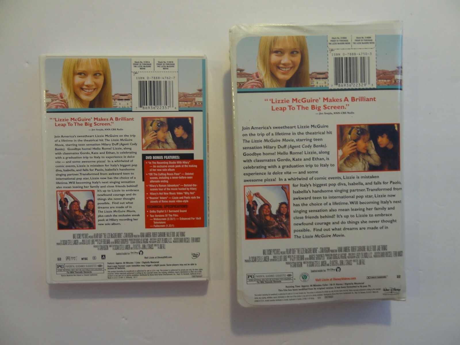 Lot of 2 Lizzie McGuire Movies with Hilary Duff - DVD plus VHS | eBay