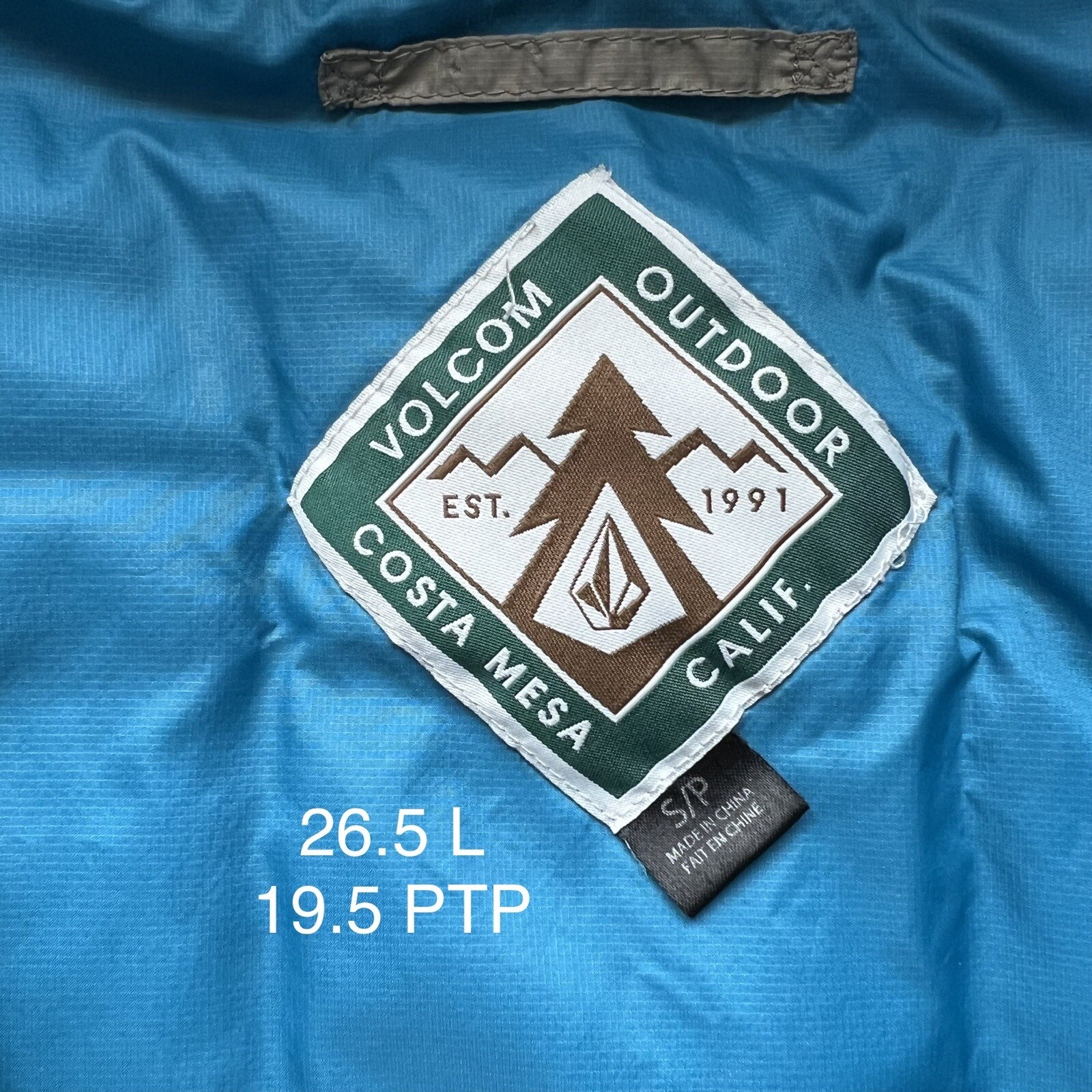 Volcom Puff Puff Jacket Small Gray Full Zip Hooded Down Puffer Ski ...