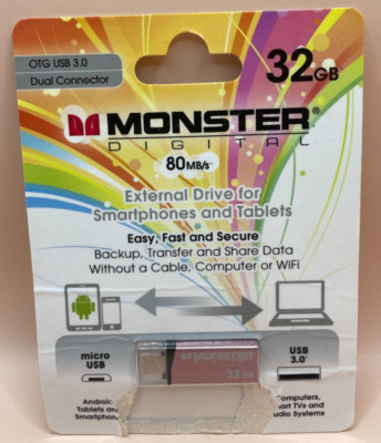 Monster Digital 32GB External Drive for Smartphones/Tablets-OTG USB 3.0 ...
