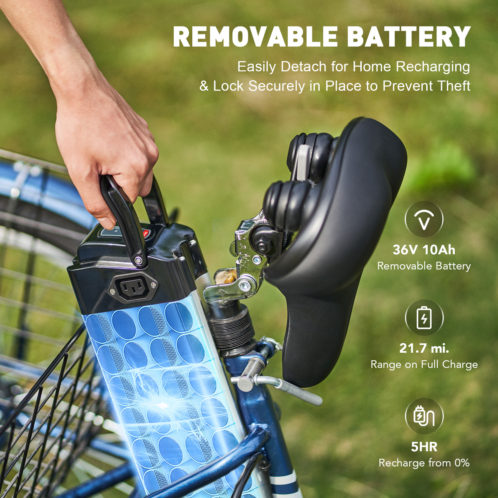 VIRIBUS 350W 24" Adult Electric Tricycle 36V 10AH Lithium Battery with ...