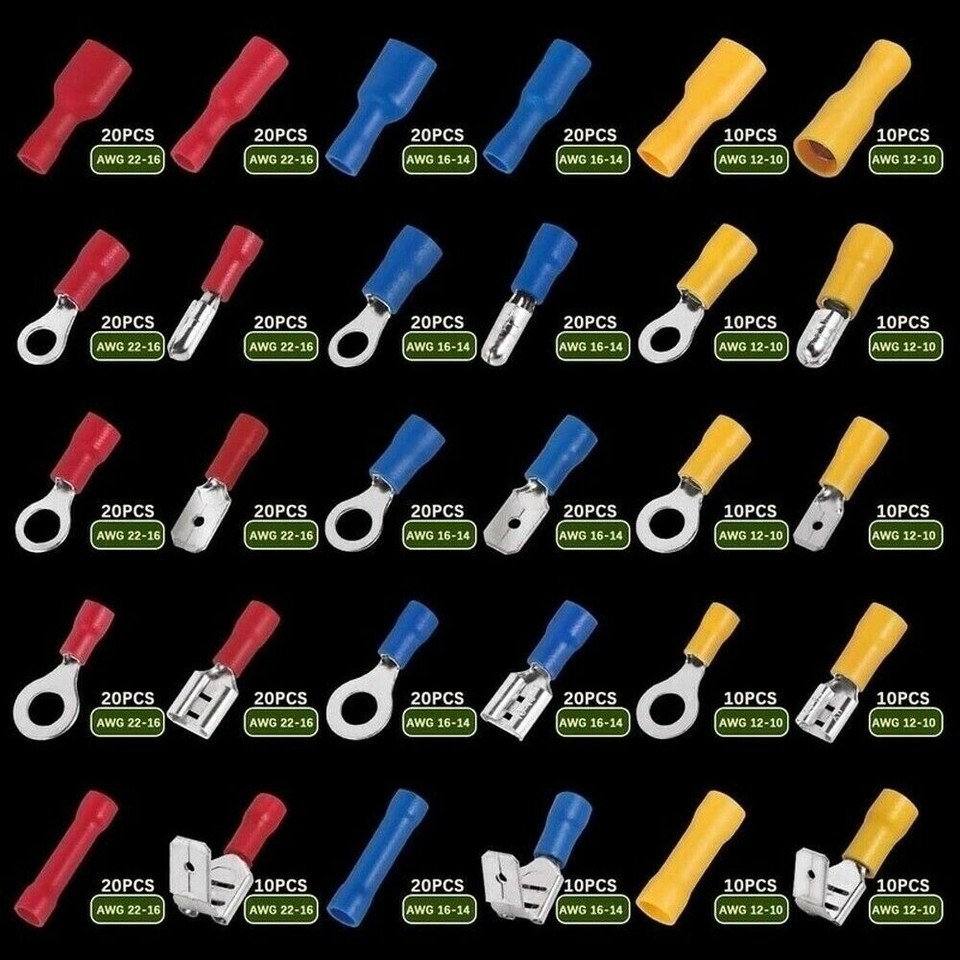 480 PC ASSORTED INSULATED ELECTRICAL WIRE TERMINAL CRIMP CONNECTOR ...