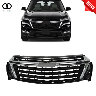 Front Upper Grille Grill For Chevrolet Traverse 2022-2023 Chrome Black ...