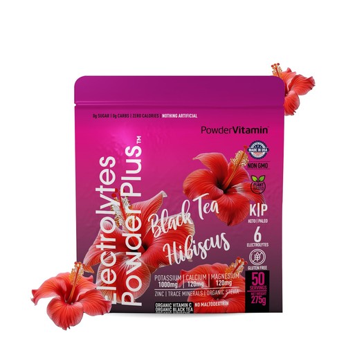 PowderVitamin Electrolytes Powder Plus 50 Servings Black Tea Hibiscus ...