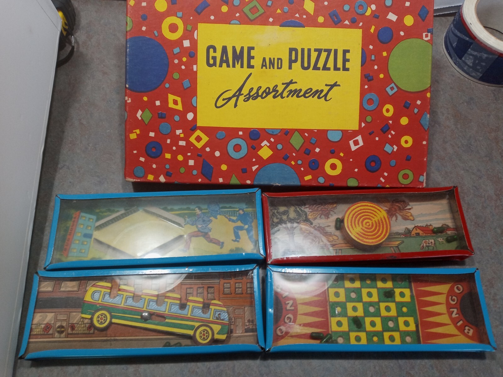 VTG Dexterity puzzle and game 4pc lot in original box Bus Bee Bingo Bug ...