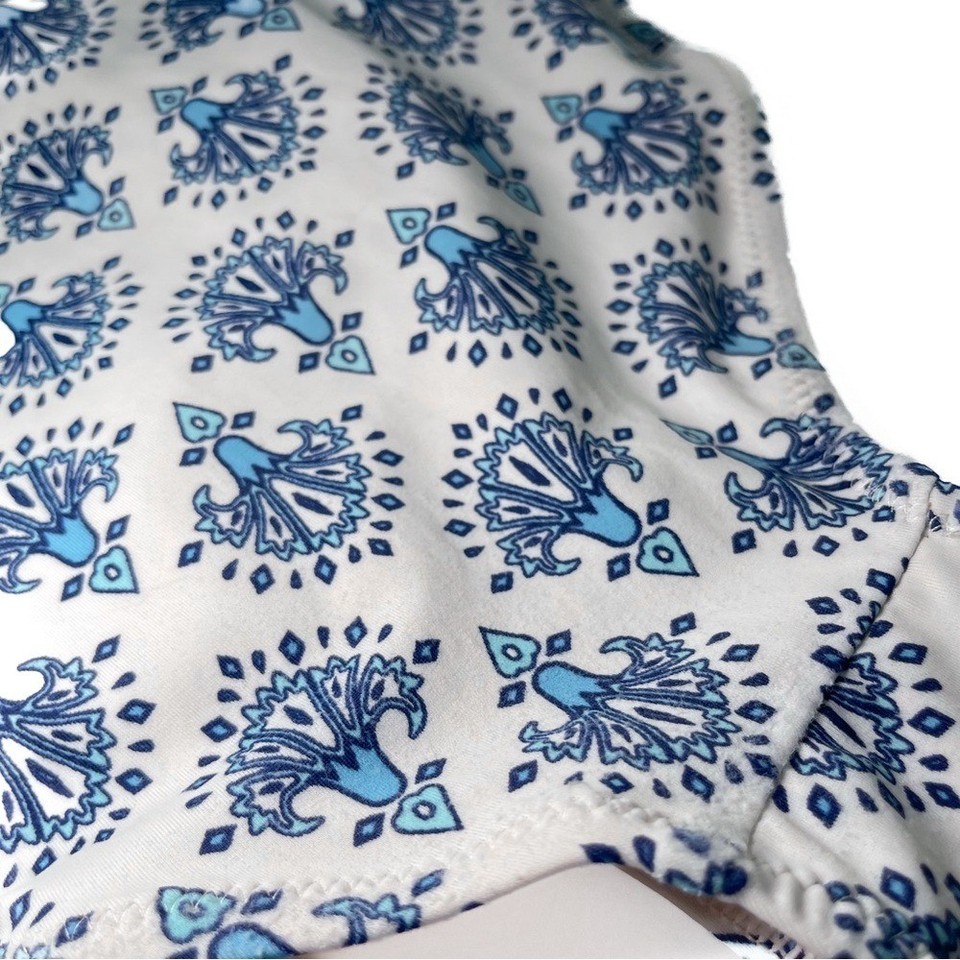 Cabana Life x Talbots One Piece Swimsuit M V-Neck Blue White All Over ...