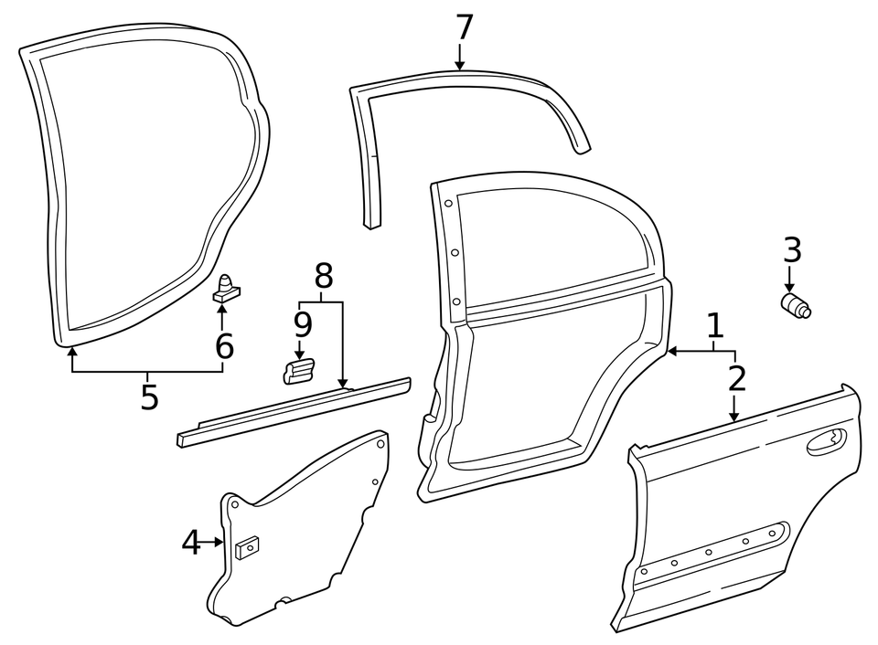 Genuine Honda Molding Assembly L Rear Door 72950-S01-A01 | eBay