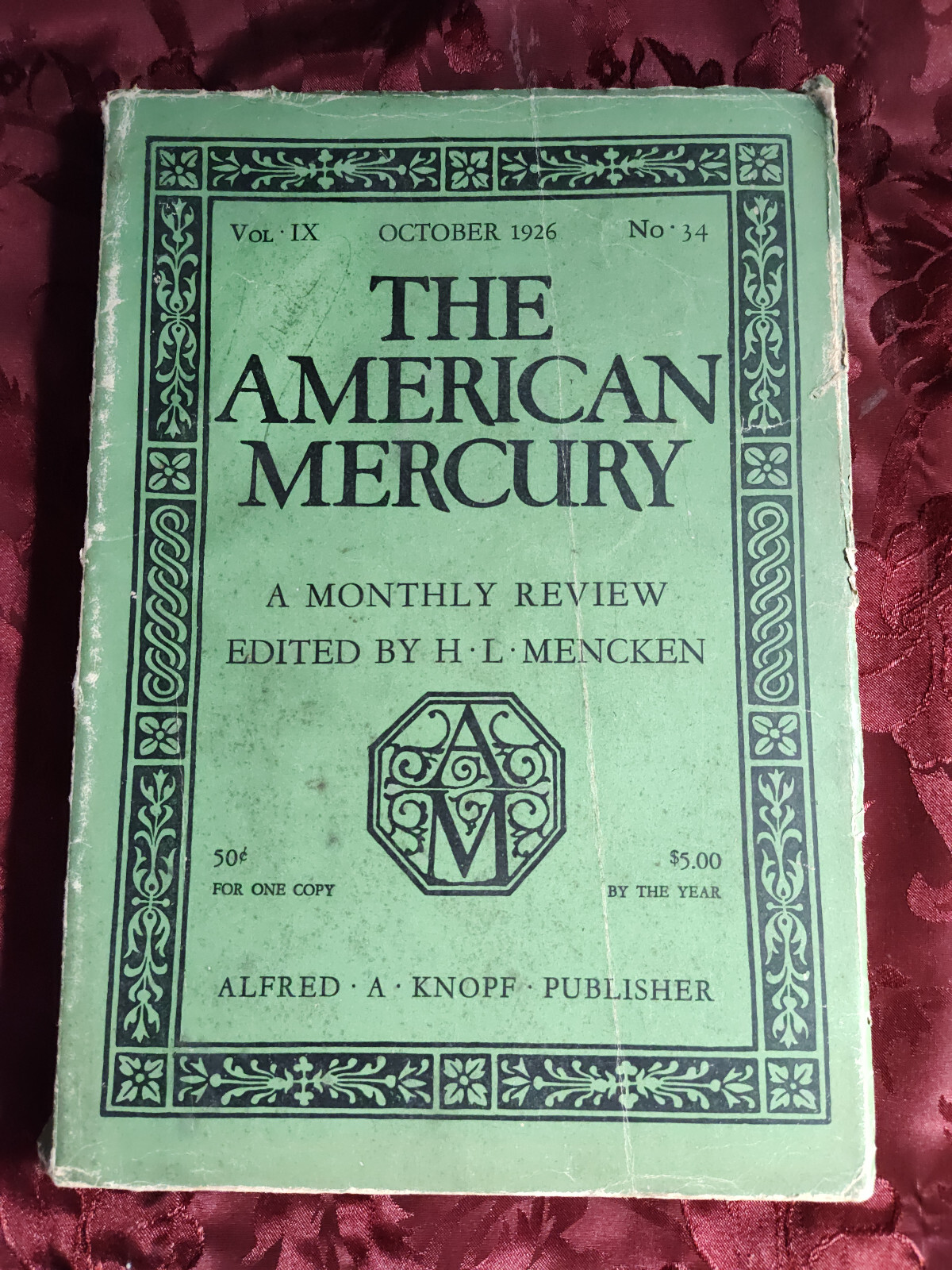 AMERICAN MERCURY October 1926 H L MENCKEN HENRY PRINGLE | eBay