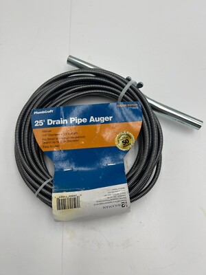 PLUMBCRAFT Manual Drain Pipe Auger 25FT for Small to Medium Household ...
