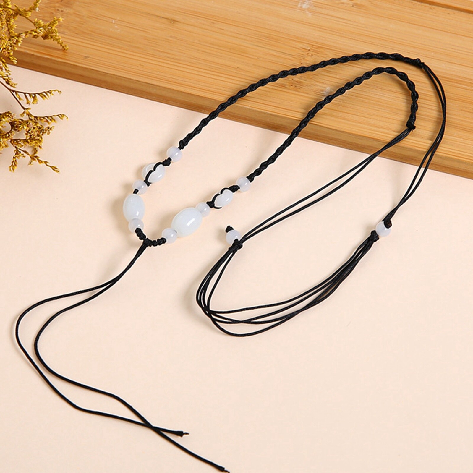 5pcs Chinese String Hand Knotted Jade Beaded Silk Cord String ...