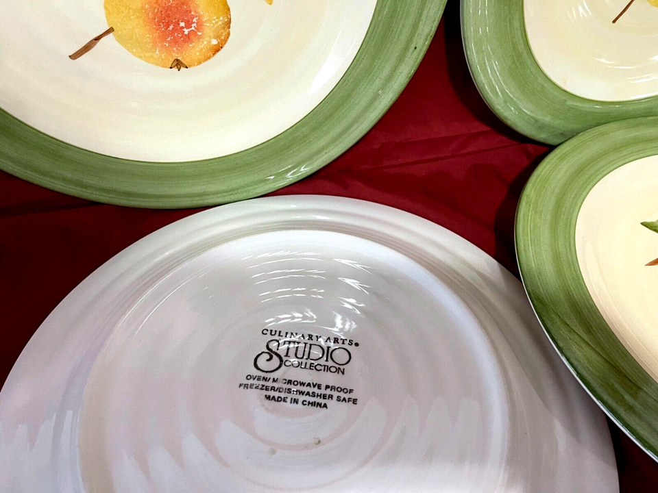 Culinary Arts Studio Collection Set Of 4 Pear Dinner Plates 10 3/4" | eBay
