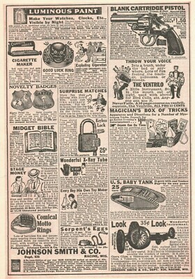 Johnson Smith & Co Toy Catalog Page 1929 Novelty Racine WI Vintage ...