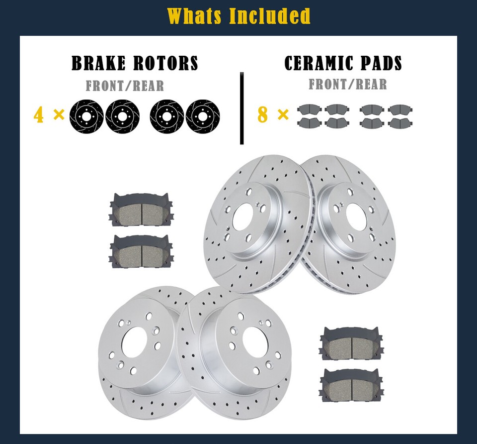 Front and Rear Brake Rotors Pads fit for Ford Fusion 2006-2012 Slotted ...