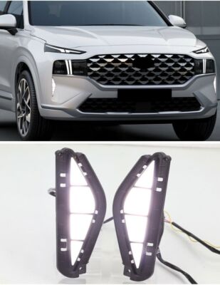 DRL Daytime Running Driving Light w/Turn Signal For Hyundai Santa Fe ...