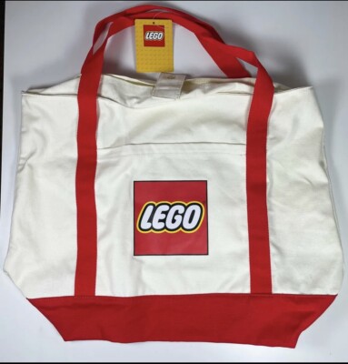 Lego Large Canvas Tote Bag Pocket Handles Red & Yellow 20" NEW | eBay