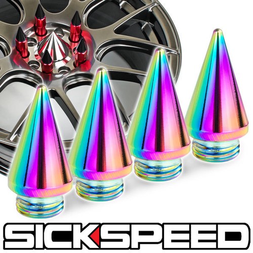 4 PC NEO CHROME SPIKES FOR SICKSPEED ALUMINUM EXTENDED TUNER LUG NUTS ...