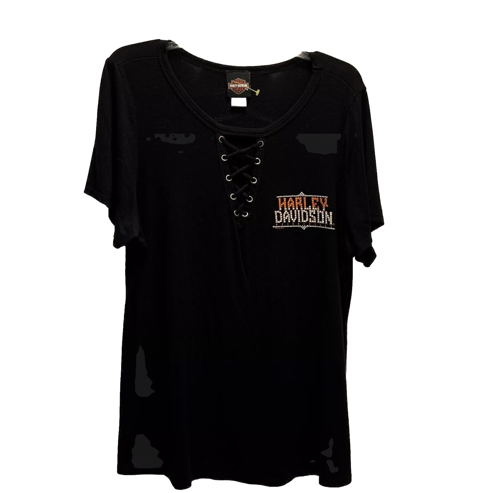 Harley Davidson W-1X Black Lace Up Neck Studs On Fron… - Gem