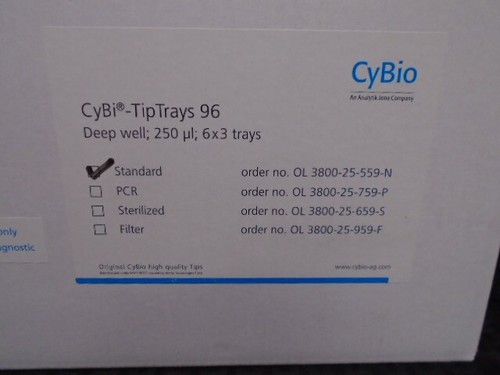 CyBio AnalytikJena 250uL Std 96 Deep Well Pipet Tips OL3800-25-559-N 18 ...