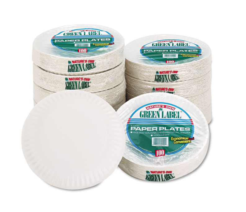 White Paper Plates, 9" Diameter, 100/Bag, 10 Bags/Carton | eBay