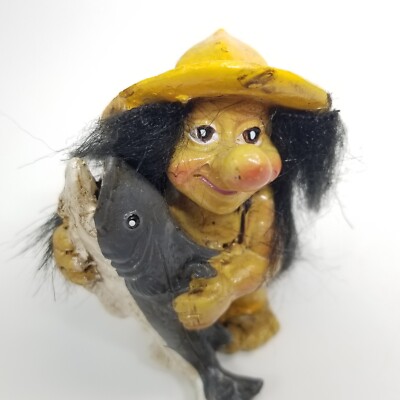 Nord Suvenir Troll Fisherman Figurine Big Fish Yellow Slicker Rain Suit ...