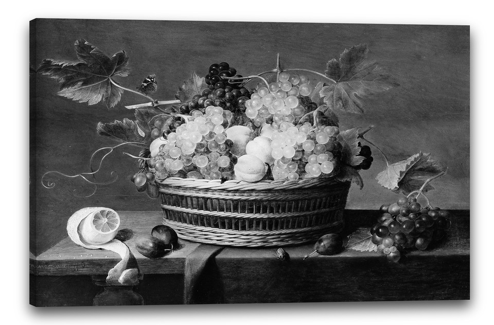 Kunstdruck Jacob van Hulsdonck - Stillleben: Ein Korb mit Trauben und ...