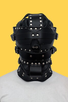 Leather Sensory Deprivation Hood Adult Gimp Mask Head Mask Full Gift ...