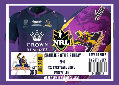 DIY Print Custom NRL MELBOURNE STORM JERSEY FOOTBALL Birthday Party ...