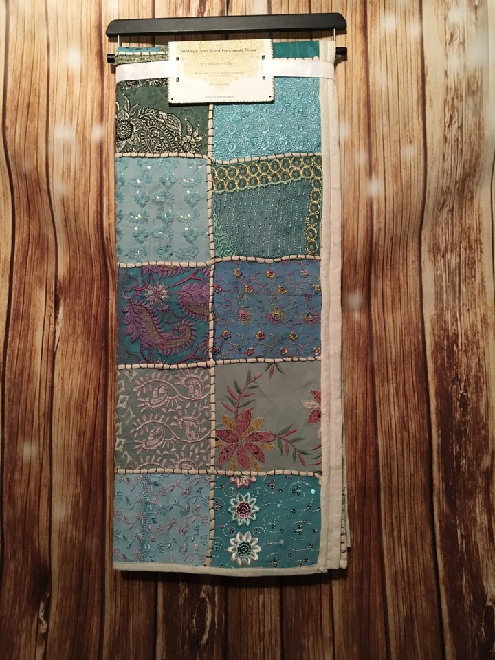NWT SARI HAND PATCHWORK BLANKET THROW “By ARTISIAN ALLEY” Vtg Style 50 ...
