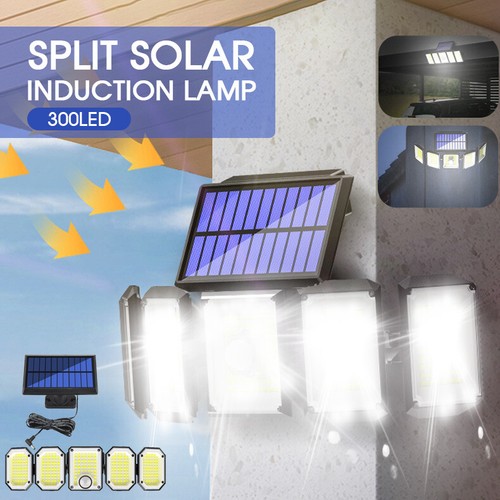 4 Head 300 LED Solar Lights Street Motion Sensor Light Garden Wall ...