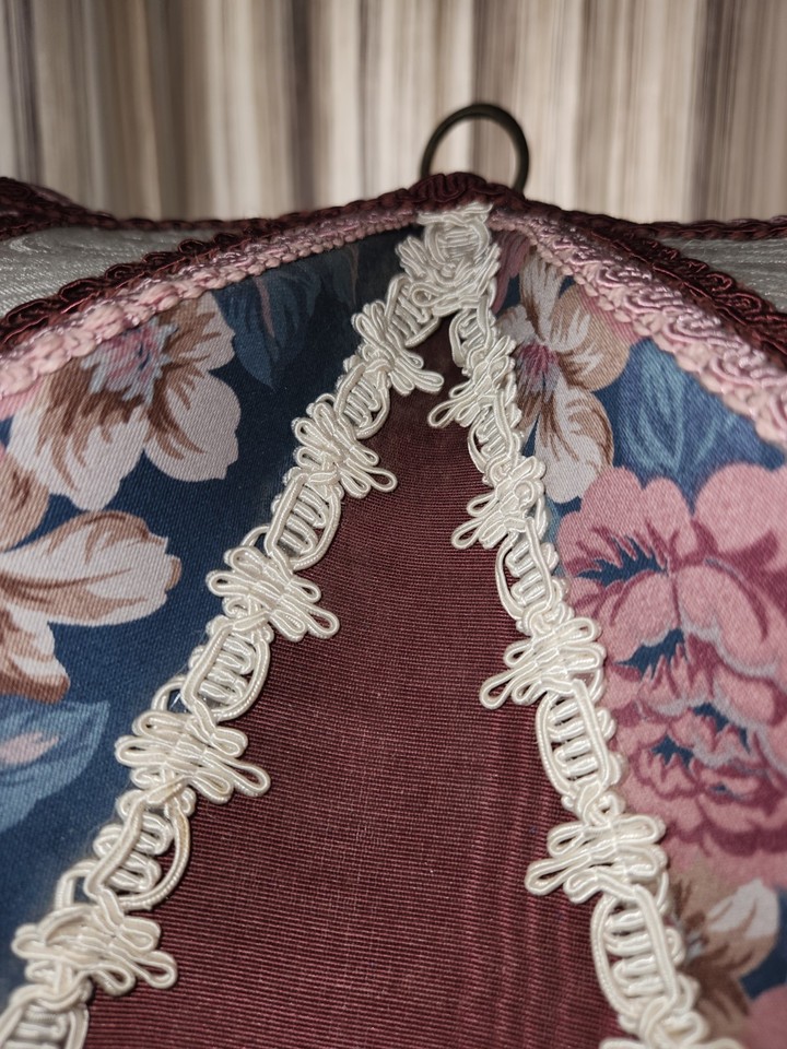 UNIQUE HUGE 26" Parlor Lamp Shade Victorian Deco Rose Fabric Fringe EUC ...