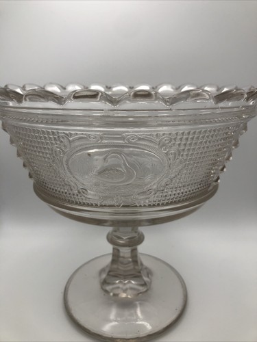 EAPG Swan Pedestal Compote Canton Glass CIRCA 1882 Antique | eBay