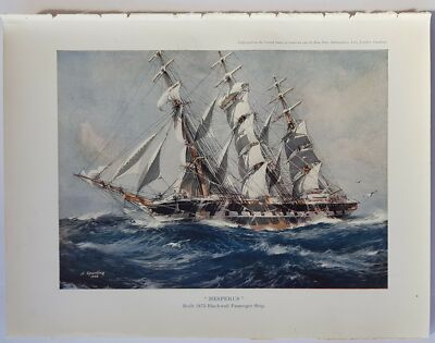 SPURLING Clipper Ship 1938 Original Print Blackwall Passenger Ship ...