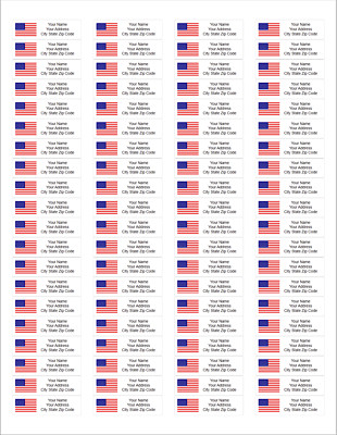 400 Personalized Labels American USA Flag Address Mailing 0.5" x 1.75 ...
