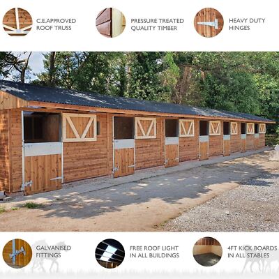 7 Stable Block, Wooden Timber Stables | eBay UK