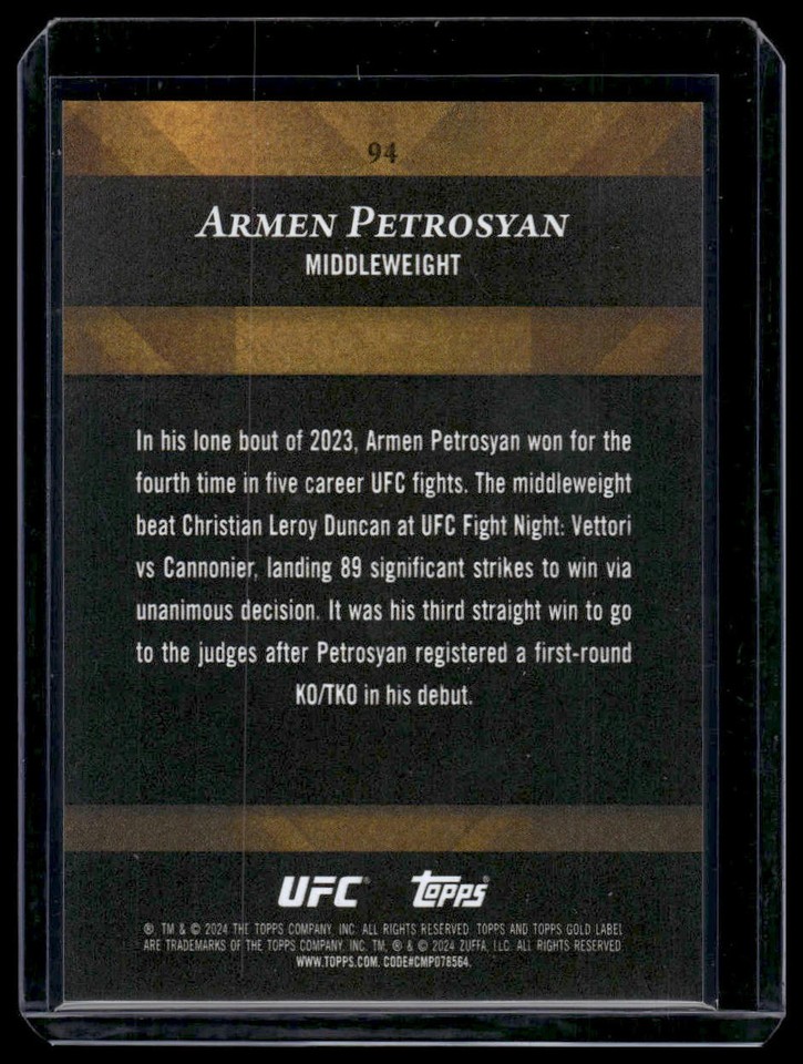 2024 Topps Gold Label UFC #94 Armen Petrosyan Blue #/199 | eBay